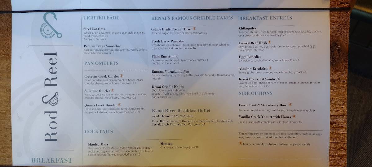 Menu at Rod & Reel restaurant, Cooper Landing