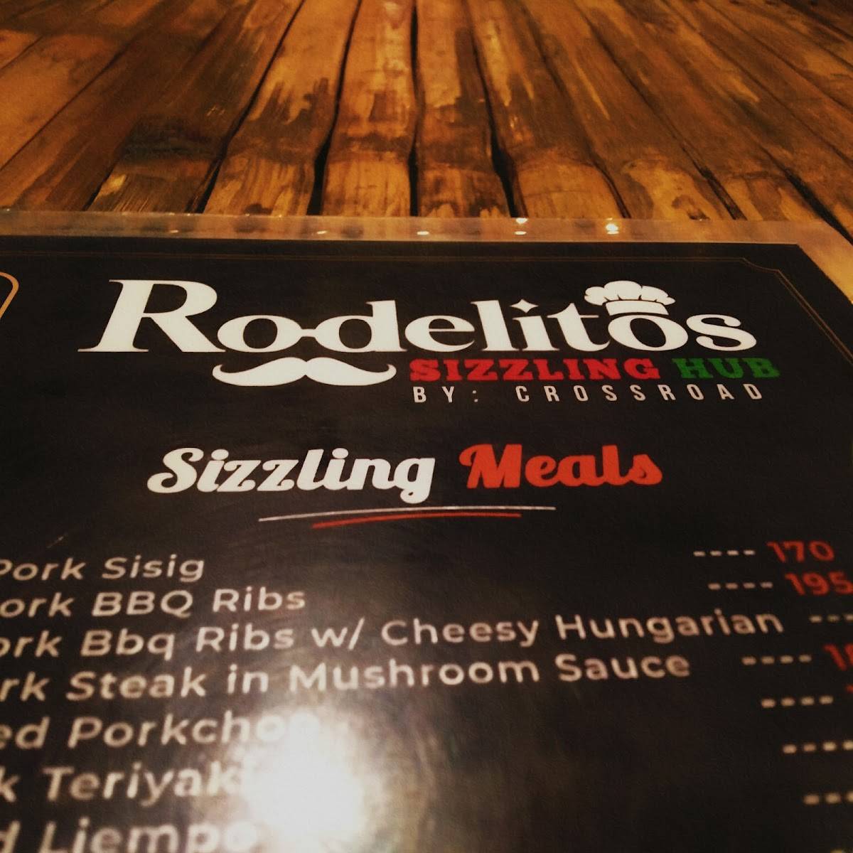 Menu at Rodelito's Sizzling Hub restaurant, Amadeo