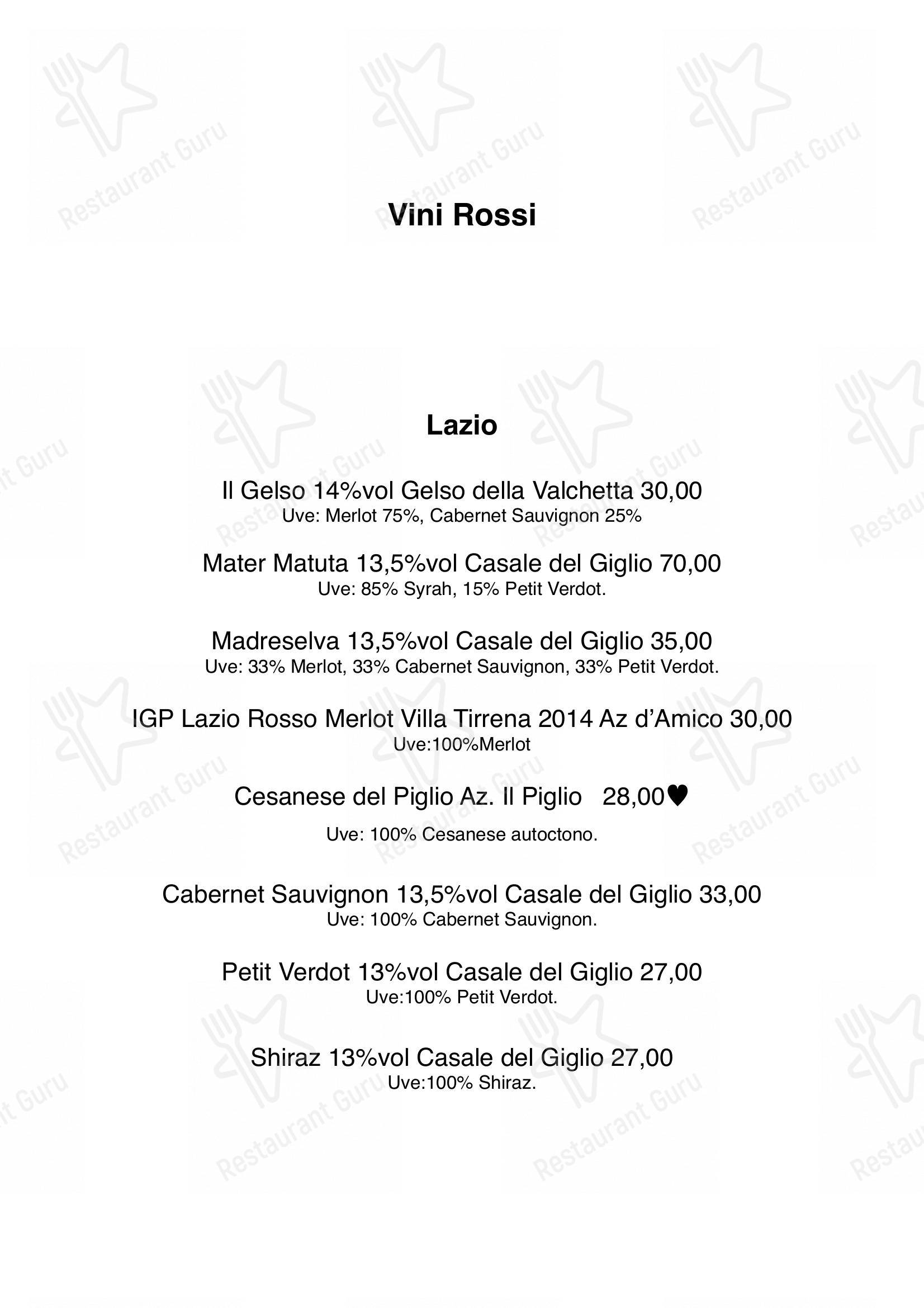 Speisekarte von Piperno Restaurant, ROM