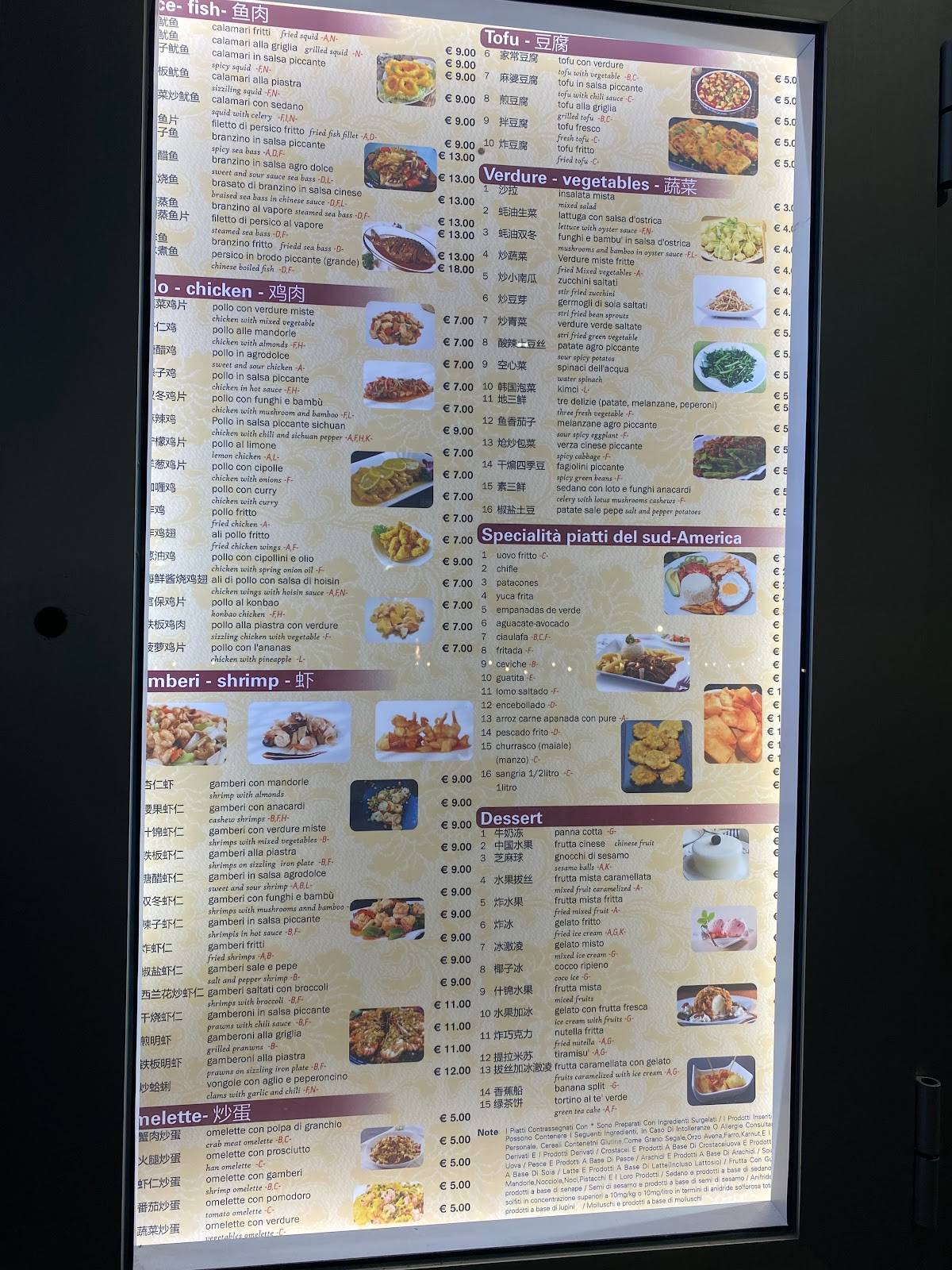 Menu at Ristorante Cinese Wang xiang lou, Rome