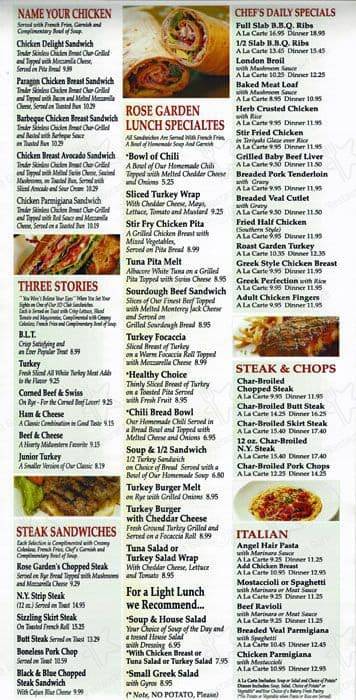 Menu at Rose Garden Cafe, Elk Grove Village