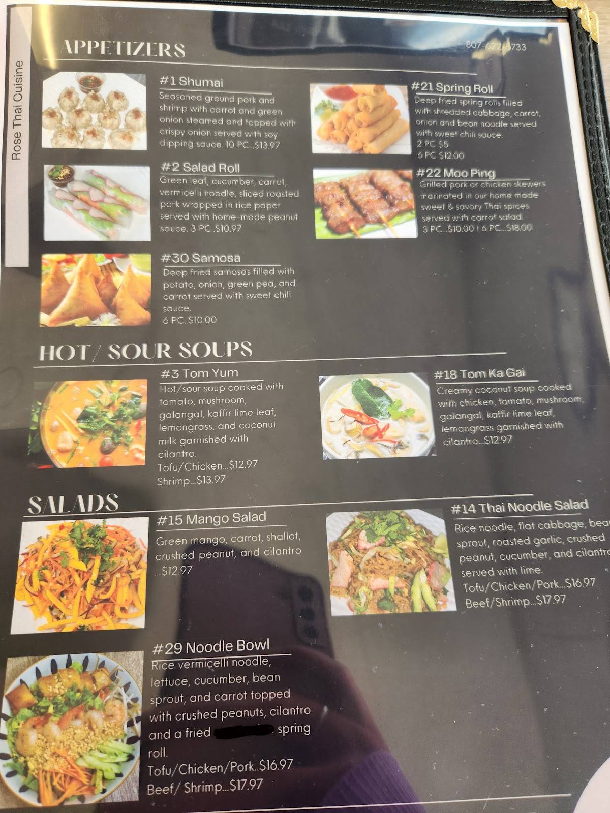Menu at Rose Thai Cuisine restaurant, Thunder Bay, 570 Red River Rd Unit 1