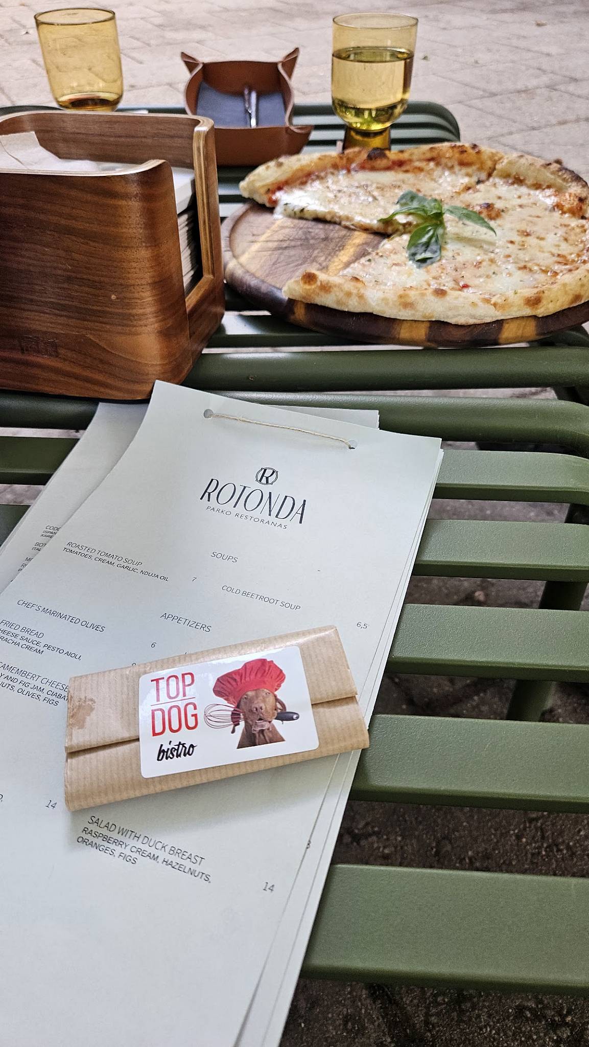 Menu at Rotonda restaurant, Vilnius