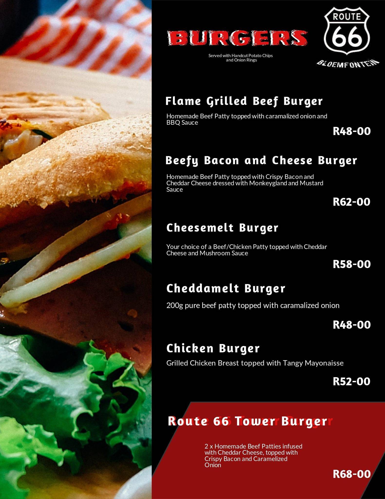 Menu at Route 66 Bar & Restaurant, Bloemfontein