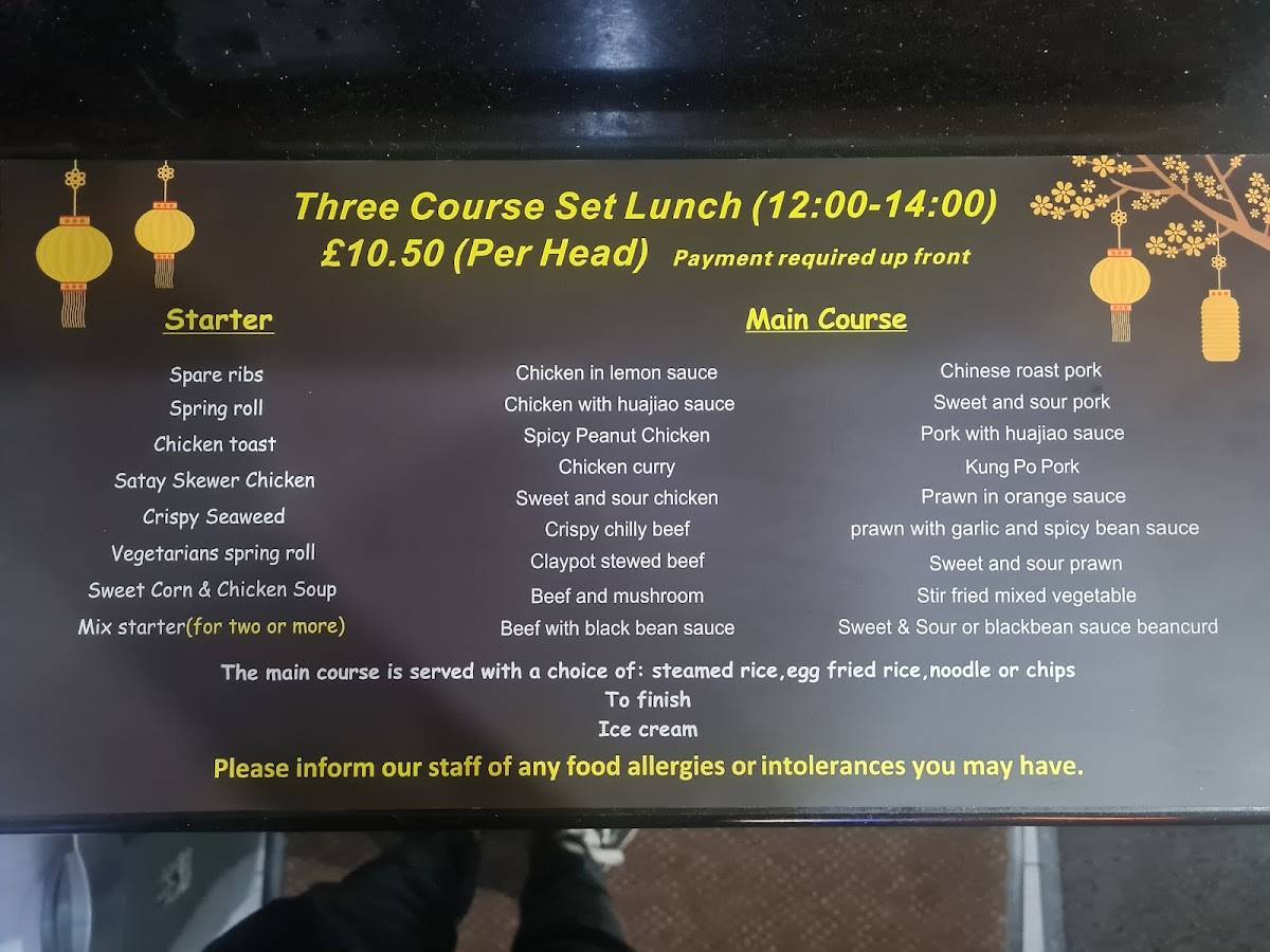 Menu at Royal China restaurant, Peterborough