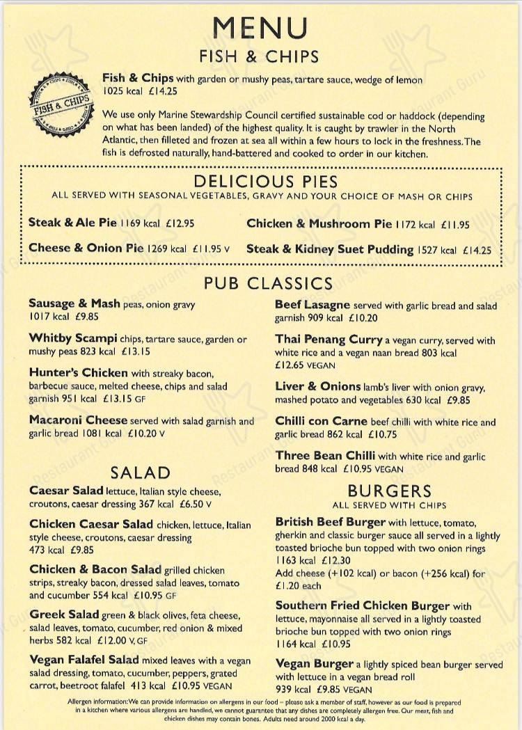 Menu at Royal Oak Ulley pub & bar, Sheffield, 12 Turnshaw Rd
