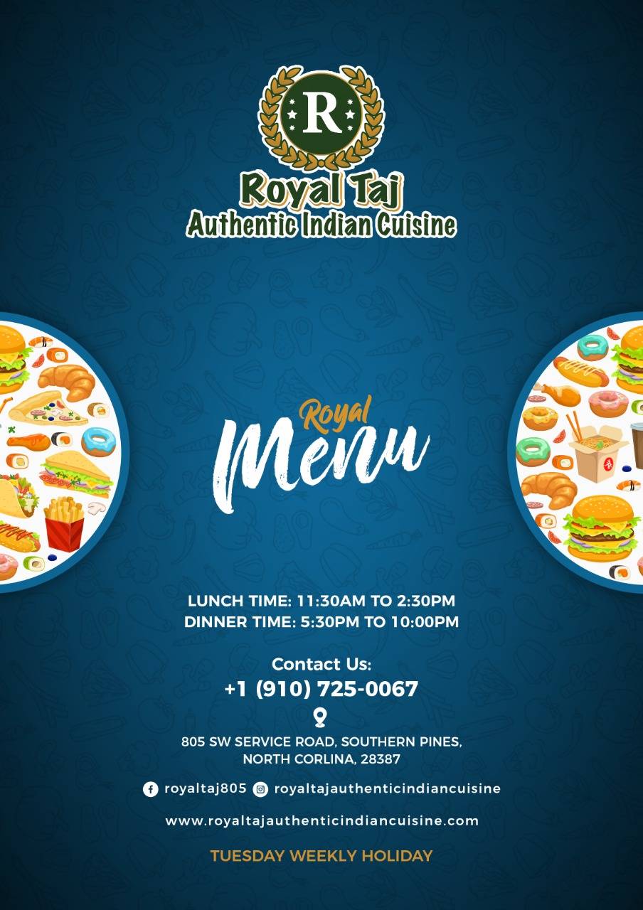 Menu at Royal Taj Authentic Indian Cuisine (Inside Days Inn) restaurant ...