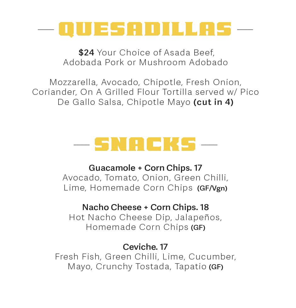Menu at Ruby’s Taco & Tequila restaurant, Papamoa