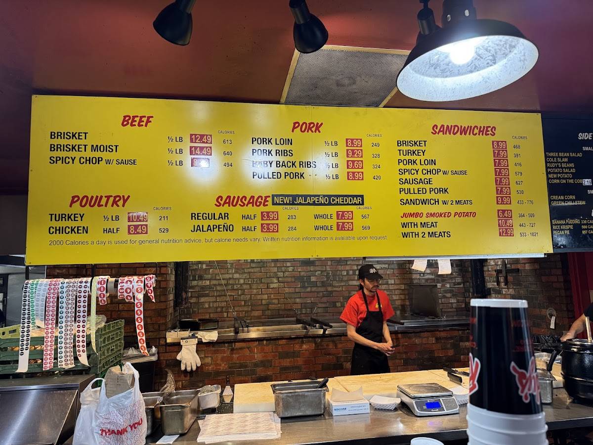 Menu at Rudy's "Country Store" and Bar-B-Q, Amarillo