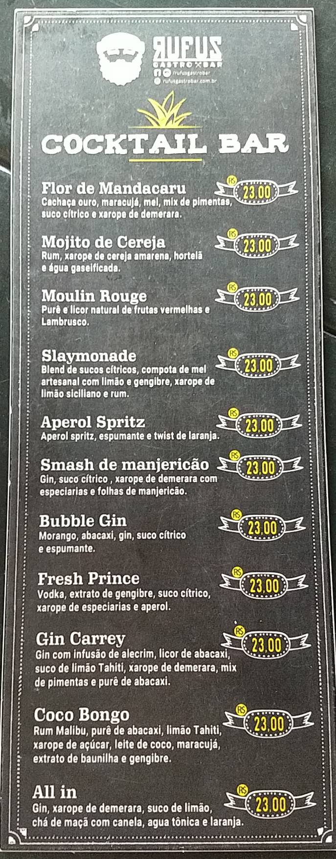 Menu em Rufus Gastrobar, Praia Grande