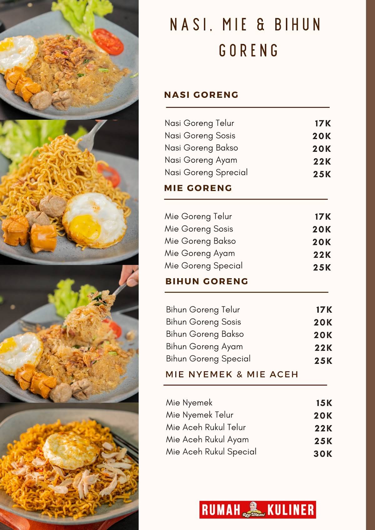 Menu at Rumah Kuliner Rey Utami restaurant, Sumur Batu