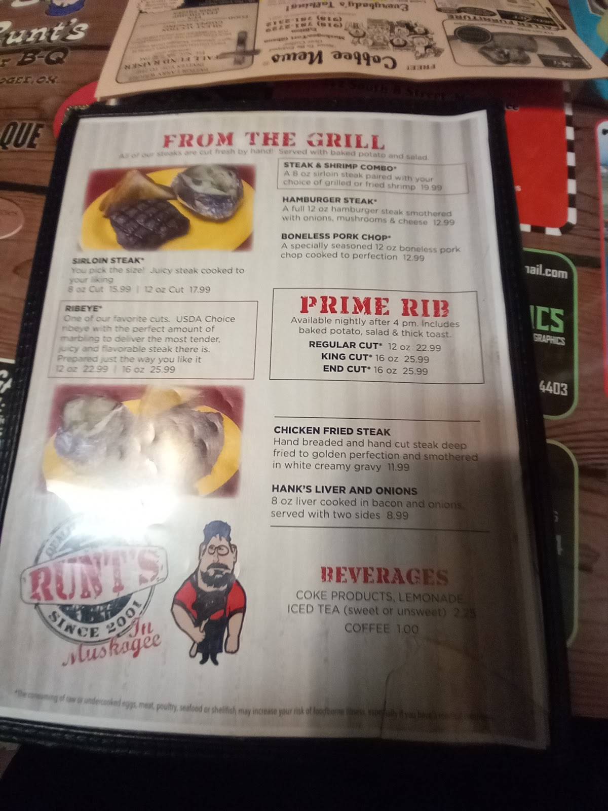 Menu at Runts Bar BQ & Grill, Muskogee