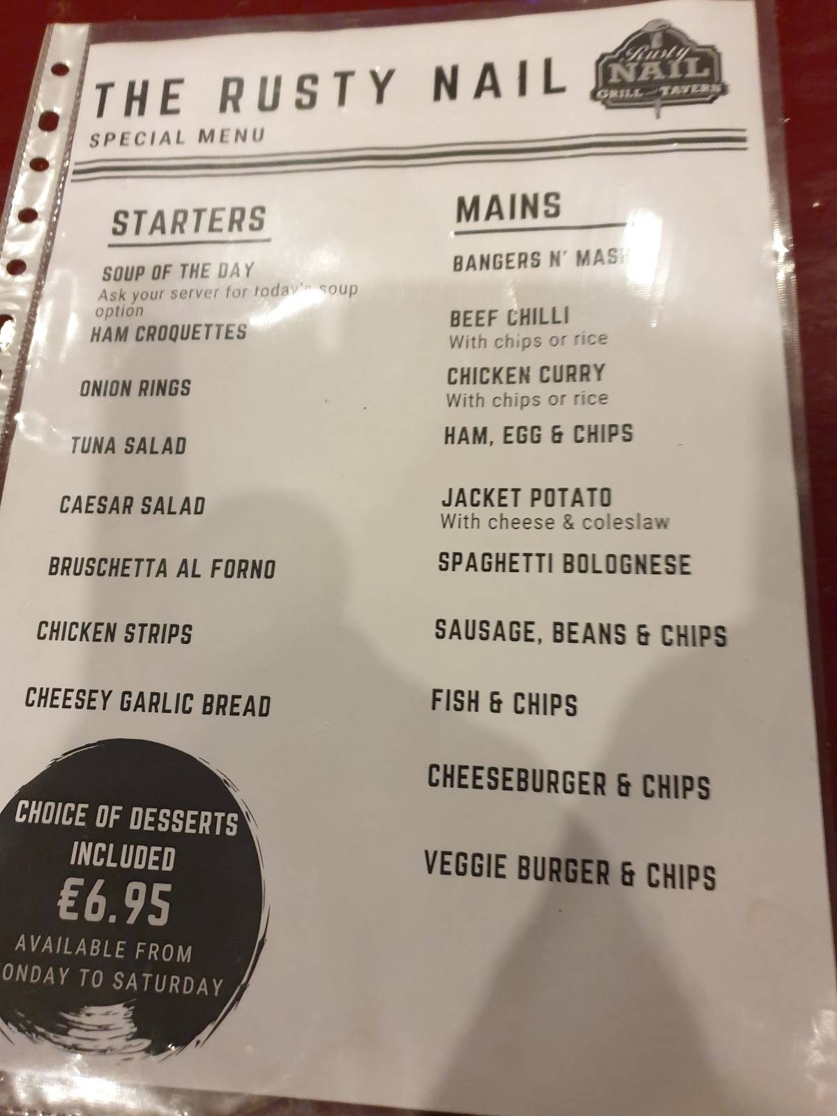 Menu at Rusty Nail pub & bar, Pinar de Campoverde, Av. Pino del P C