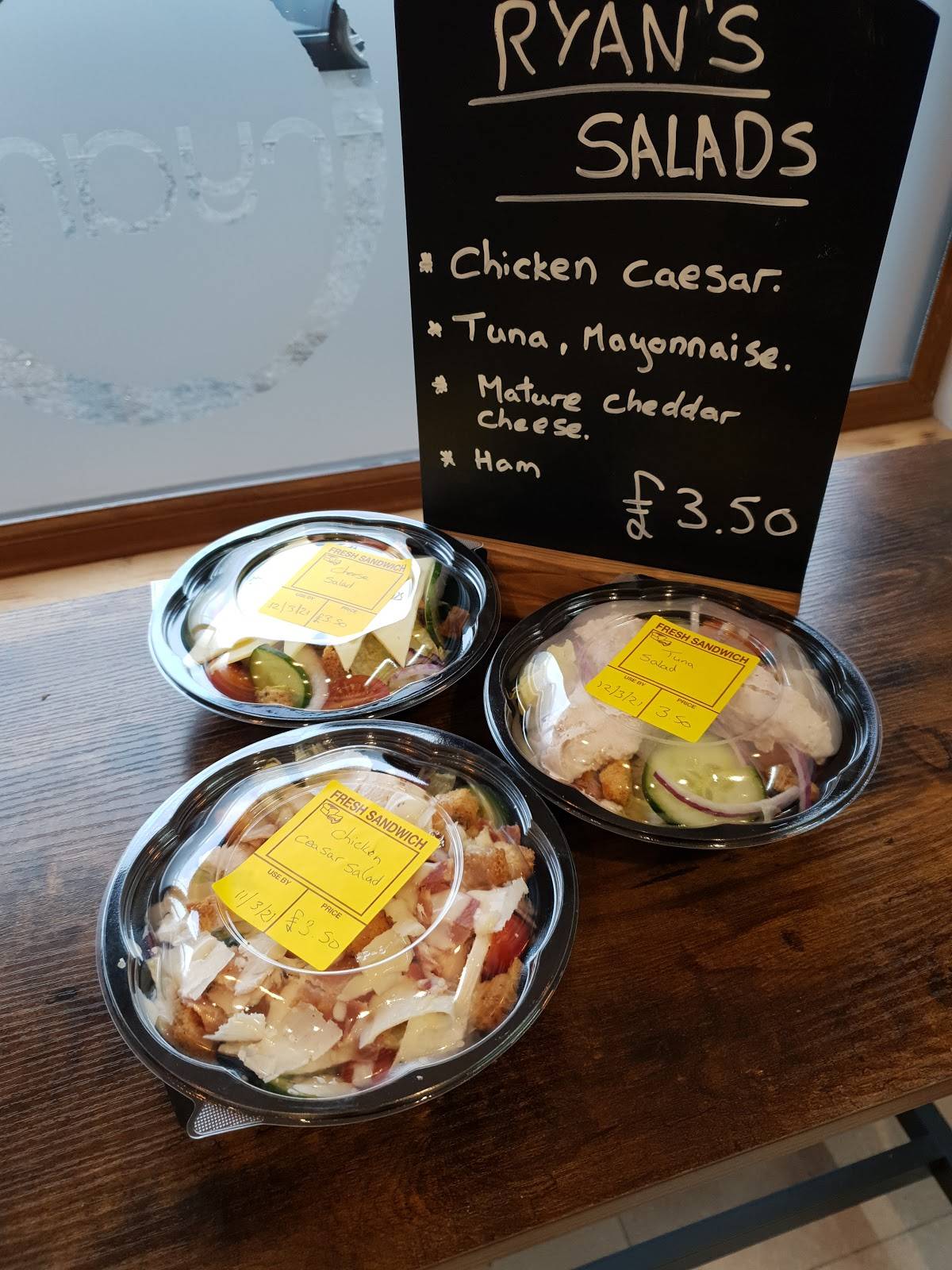 Menu at Ryans Cafe, Northampton
