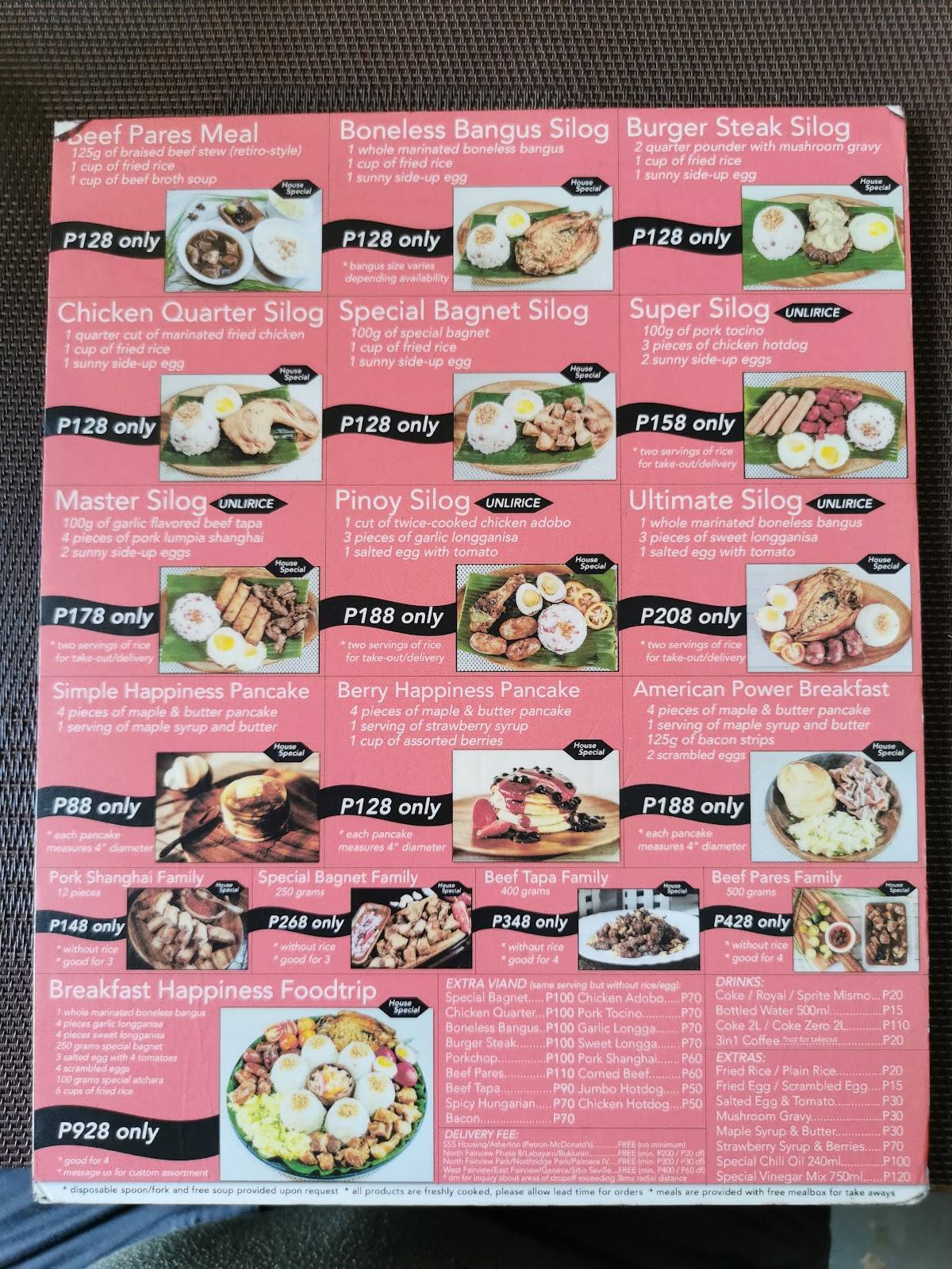 Carta del restaurante SILOG HAPPINESS, Ciudad Quezon