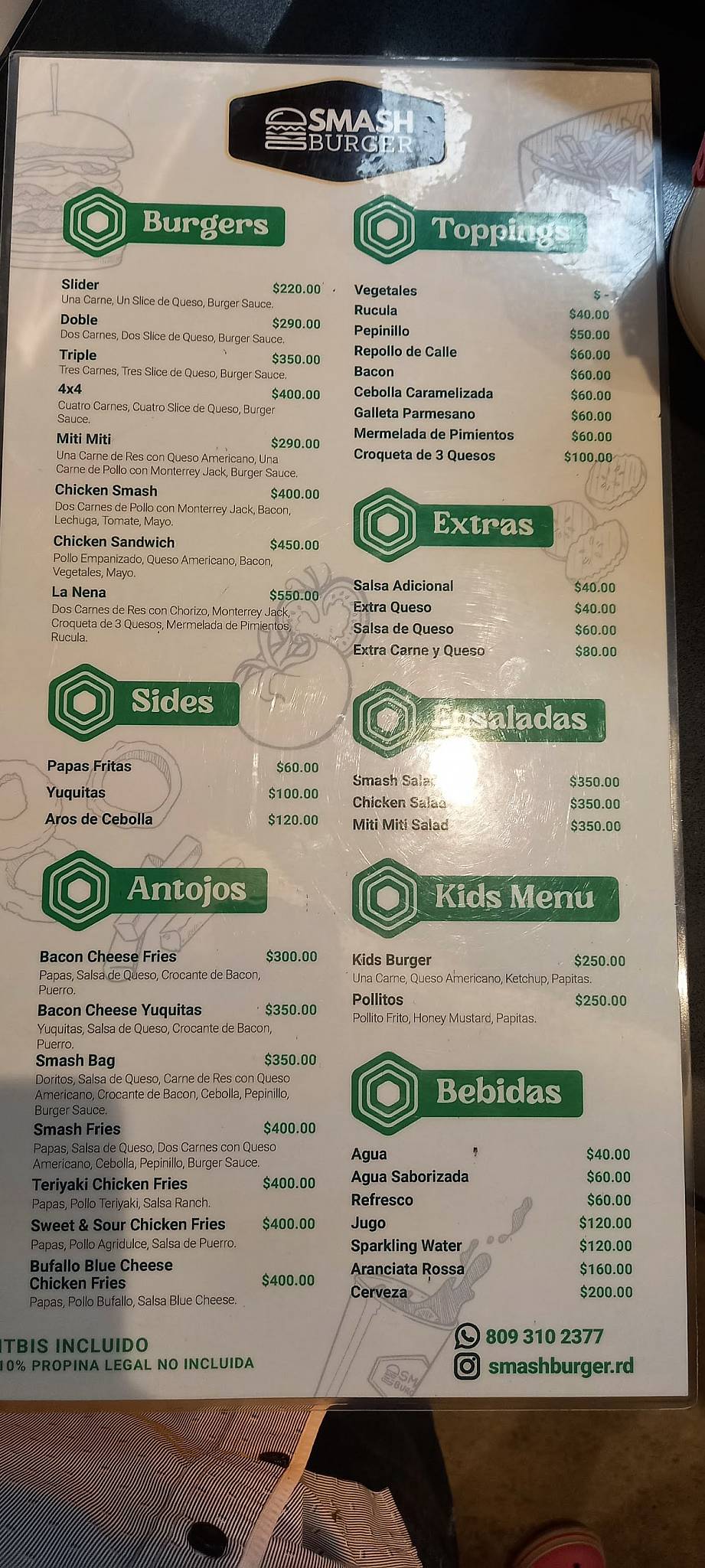 Carta de SMASH BURGER Republica de Colombia, Santo Domingo