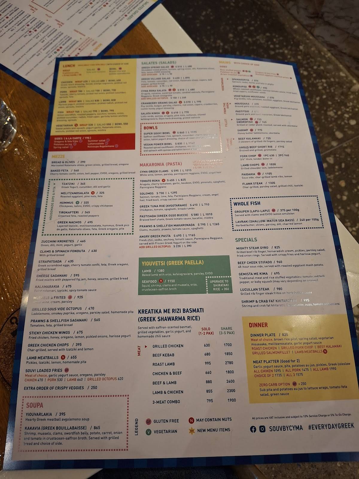 Menu at SOUV! By Cyma restaurant, Mandaluyong