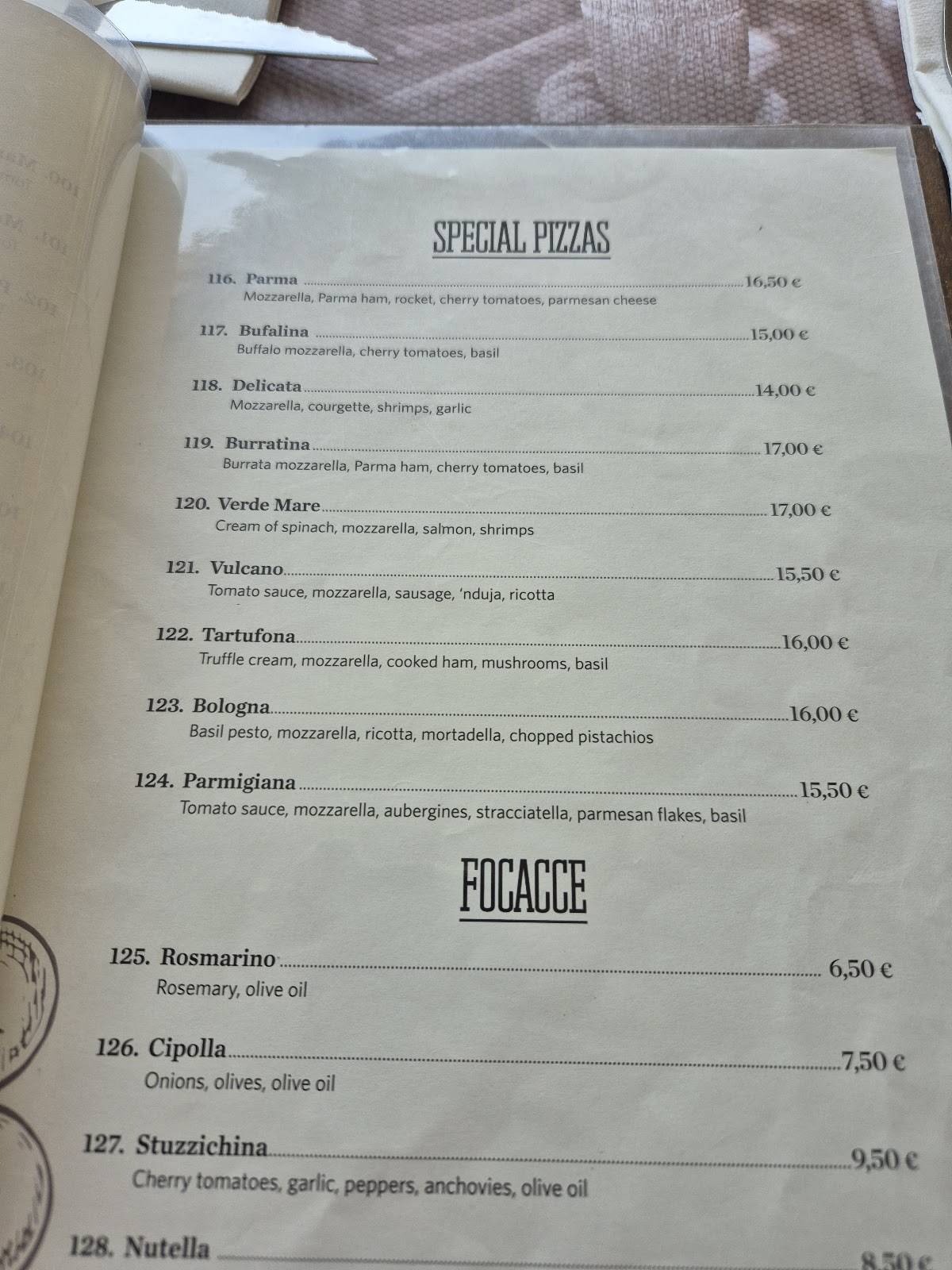 Carta del restaurante Sa Cova, Can Picafort