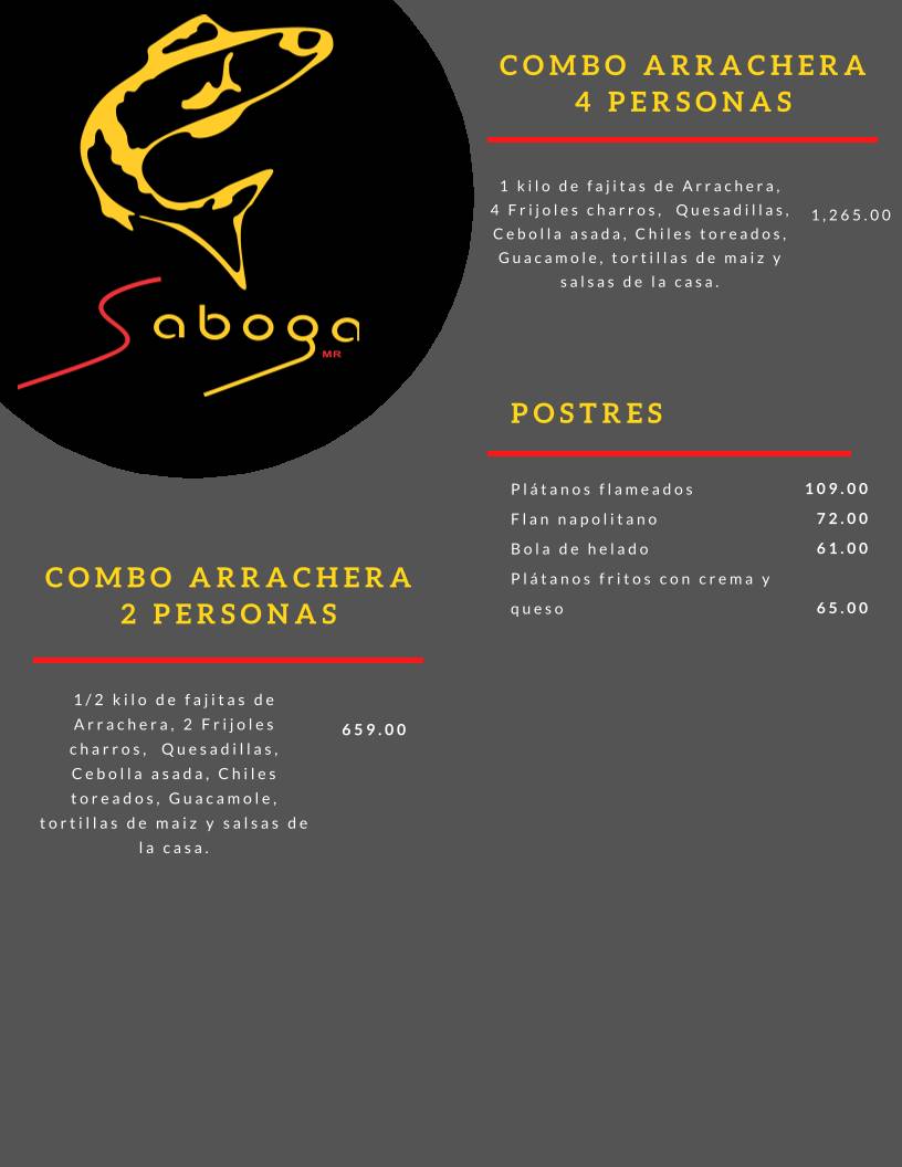 Menu at SabogaRestaurant-Bar, Coatzacoalcos