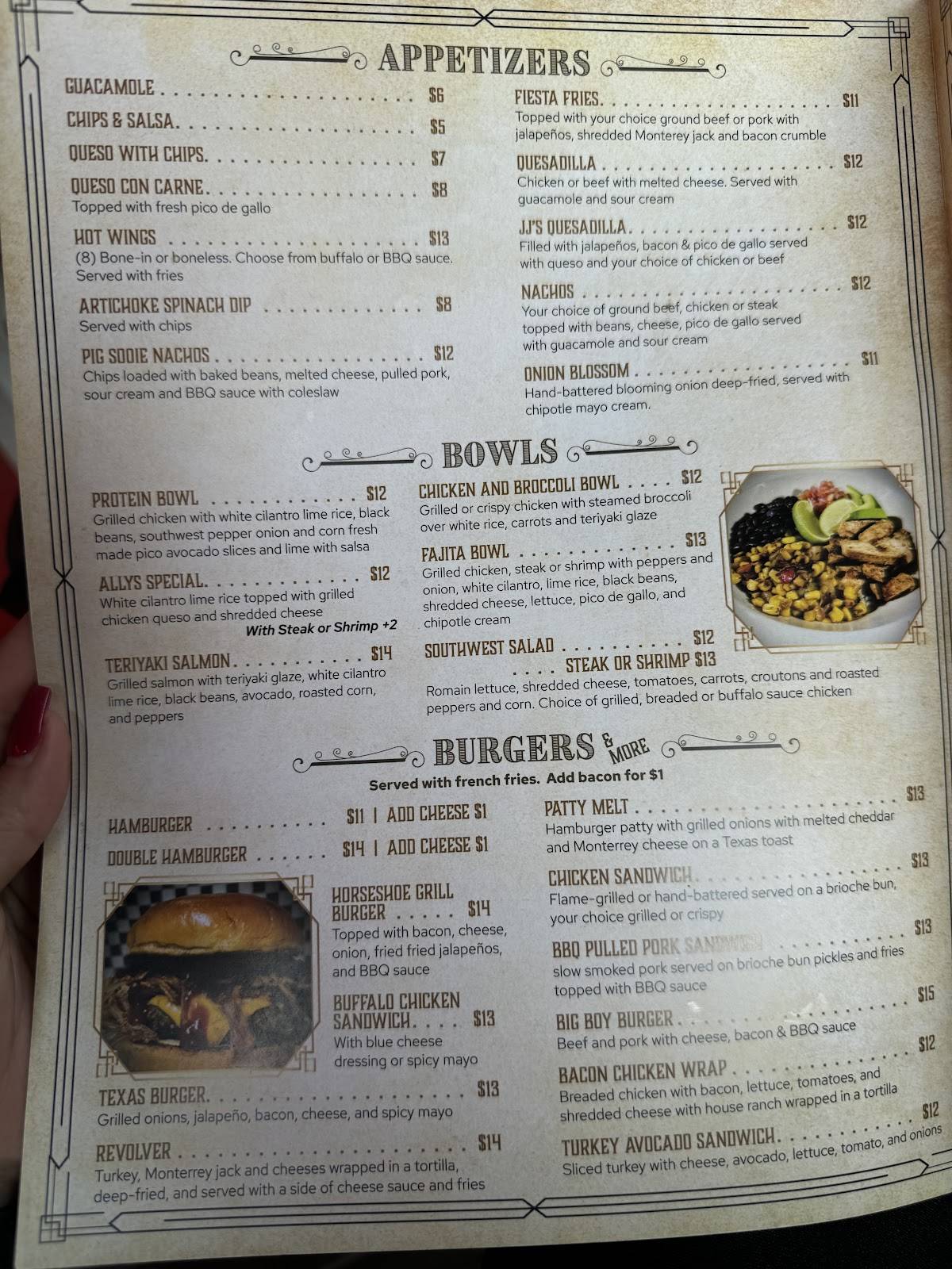 Menu at Saddle Up pub & bar, Eureka Springs