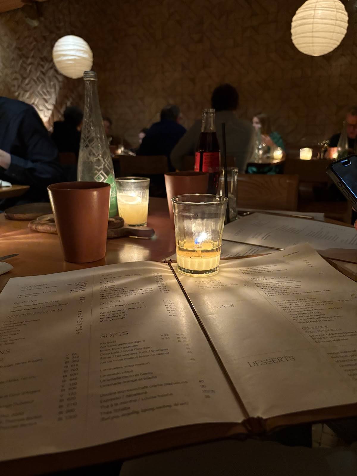 Menu at Sahbi Sahbi restaurant, Marrakesh
