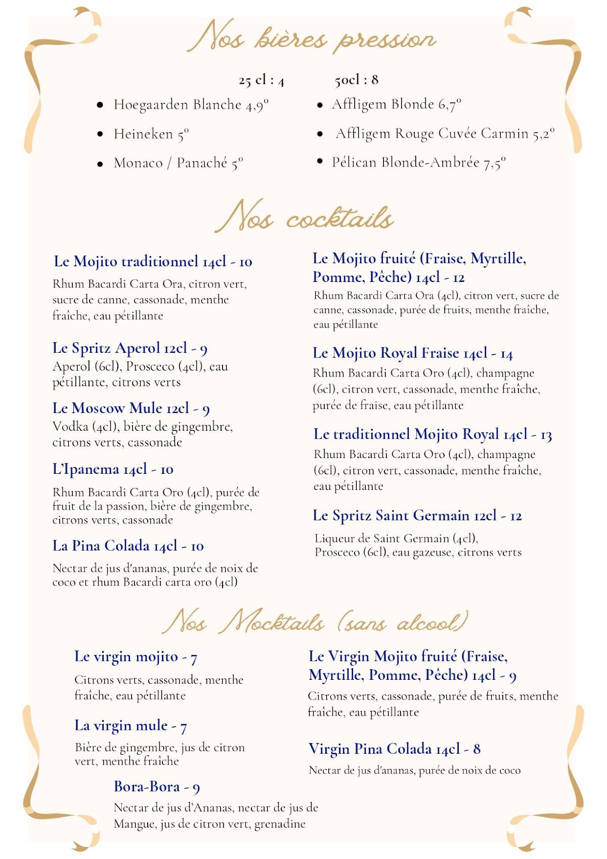 Menu au L’Harmony restaurant, Saint-Arnoult-en-Yvelines