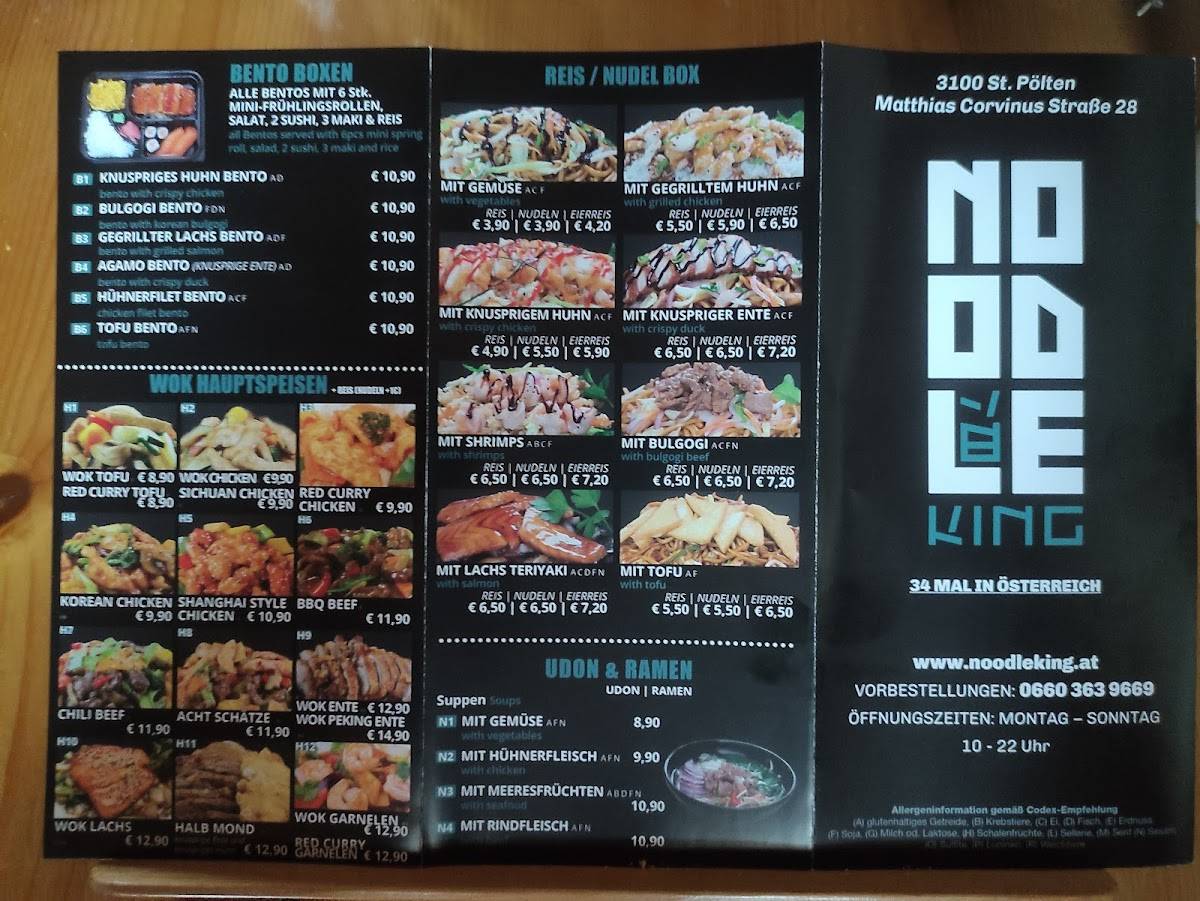 Speisekarte von Noodle King restaurant, Sankt Pölten