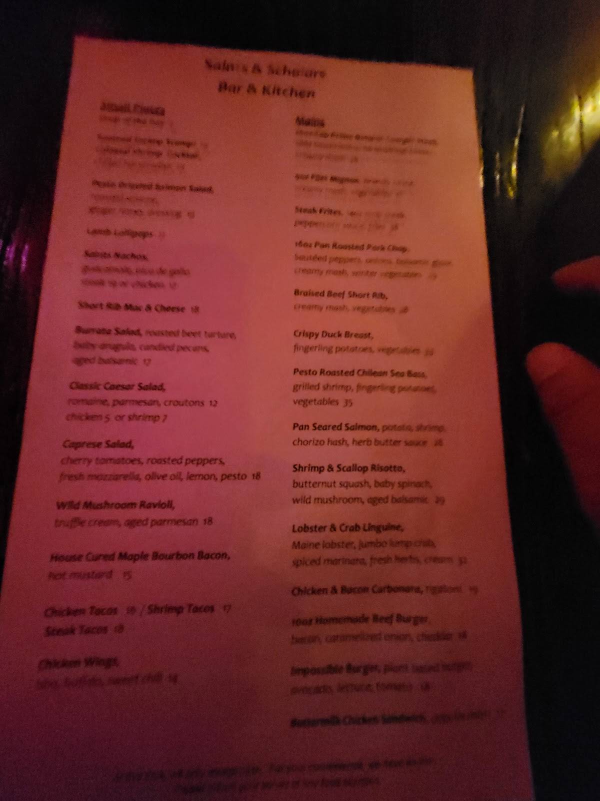 Menu at Saints & Scholars pub & bar, Yonkers