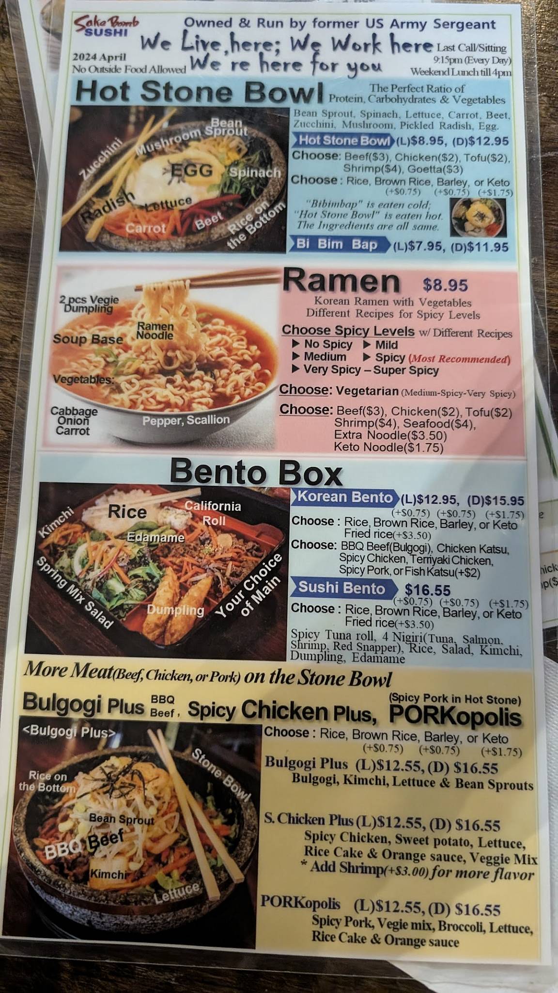 Menu at Sake Bomb Sushi Erlanger/Edgewood restaurant, Erlanger, Dixie ...