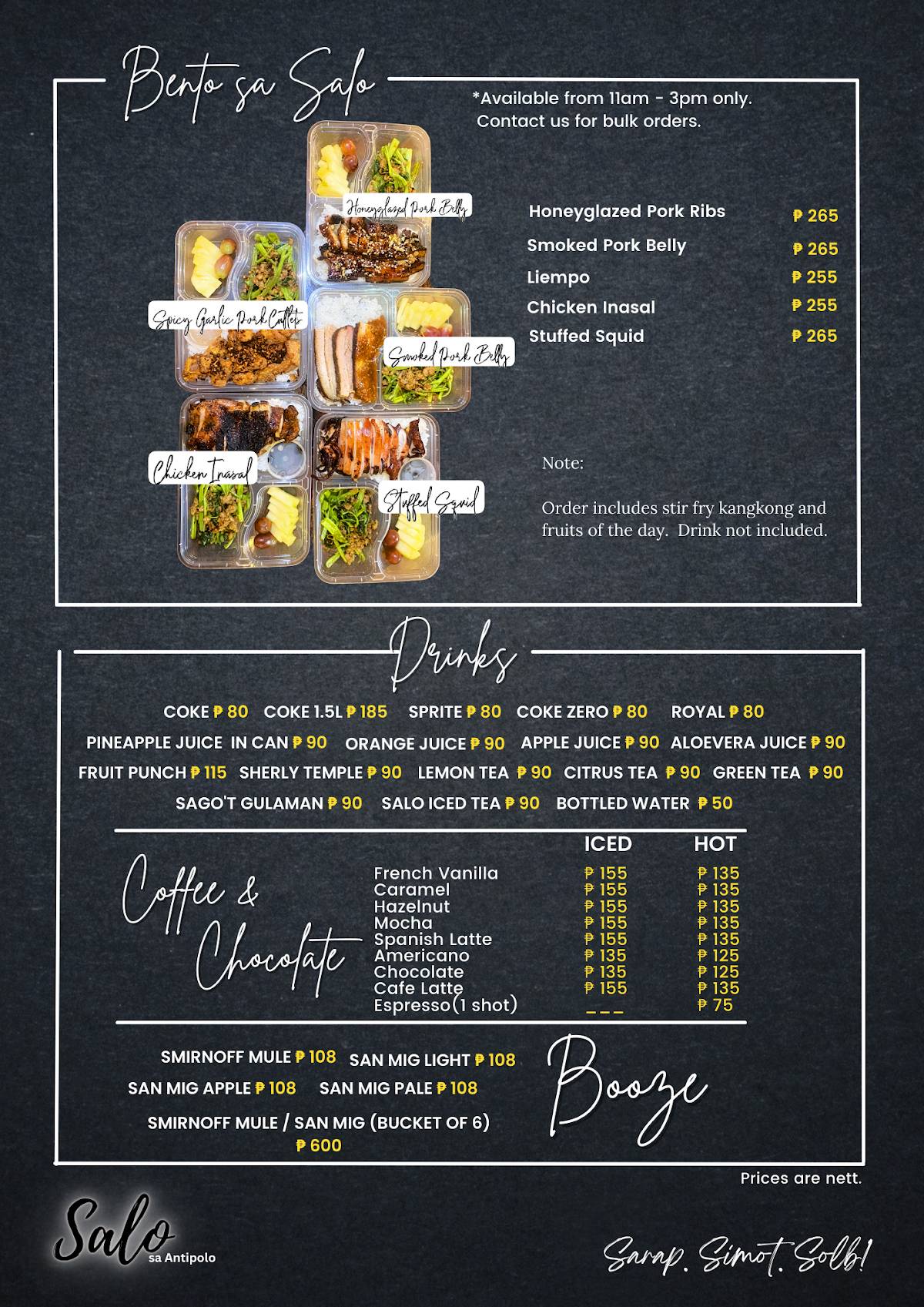 Menu at Salo sa Antipolo restaurant, Antipolo