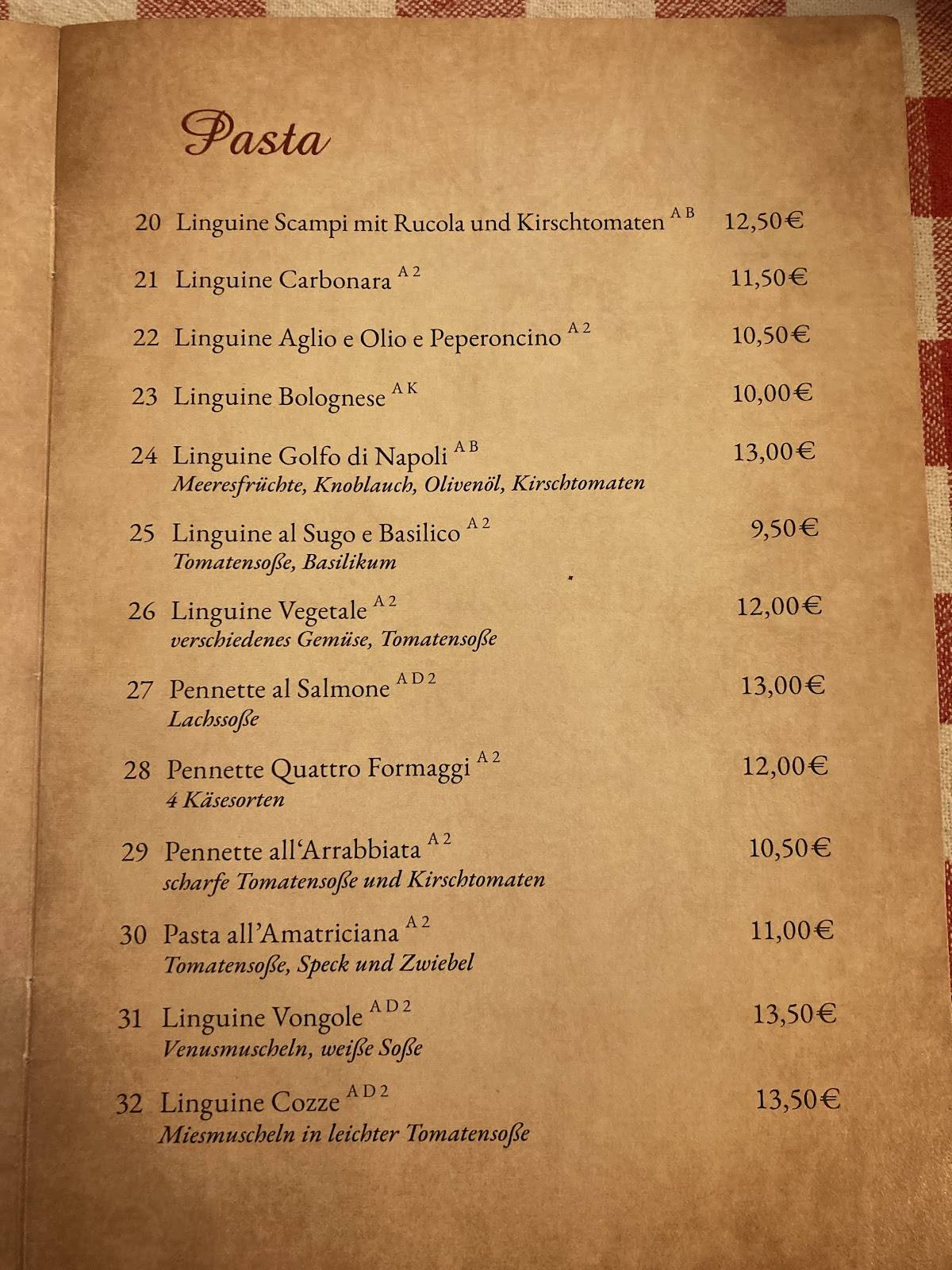 Carta del restaurante Salumeria Casa Italiana, Görlitz