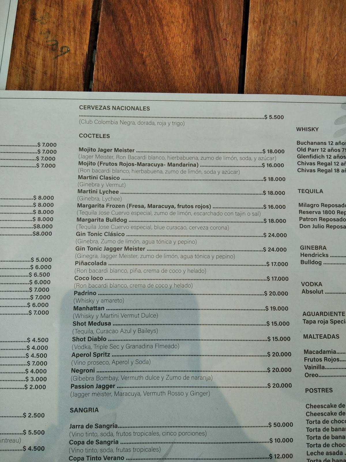 Carta del restaurante Salvador y Milagros, Ibagué, Lt 3 Mz H Vivero 60 ...