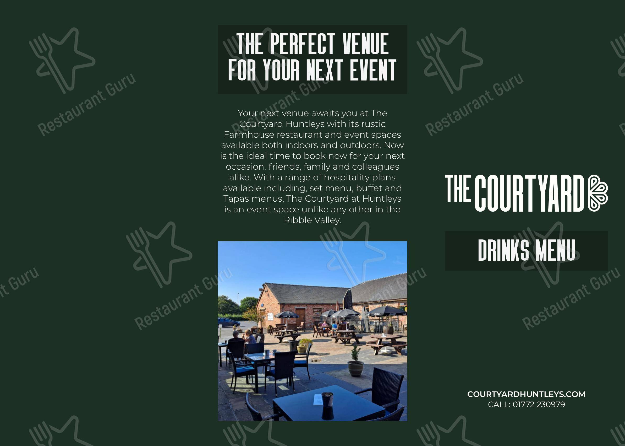 Menu at The Courtyard at Huntleys restaurant, Samlesbury