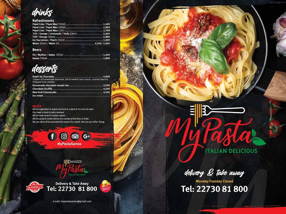 Menu at My Pasta (Delivery & Take Away), Samos
