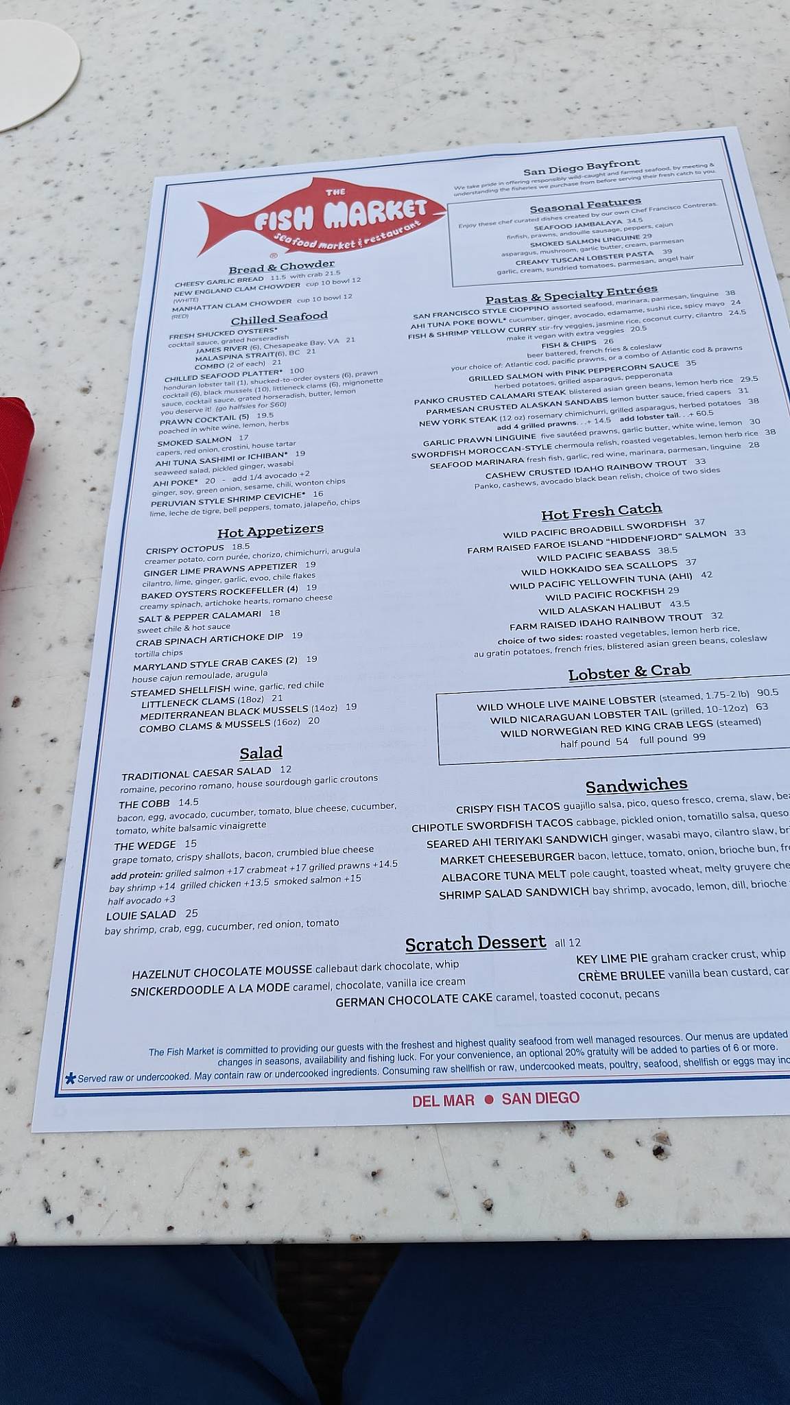 Menu at Ironside Fish & Oyster Bar, San Diego, India St