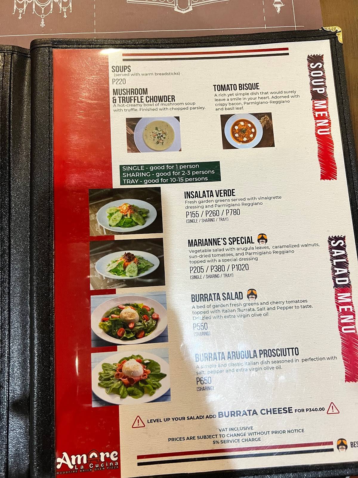 Menu at Amare La Cucina Pampanga restaurant, San Fernando
