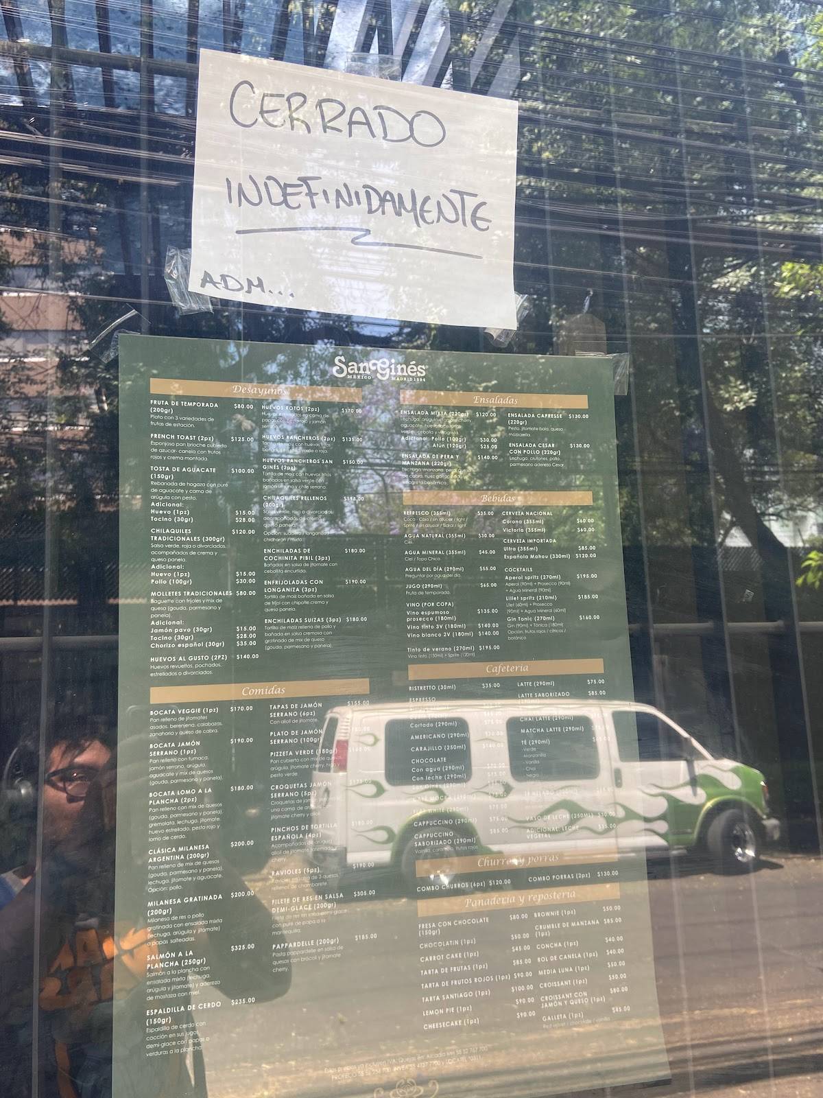 Carta del postres San Ginés, Ciudad del México, C.Monte Camerun 212