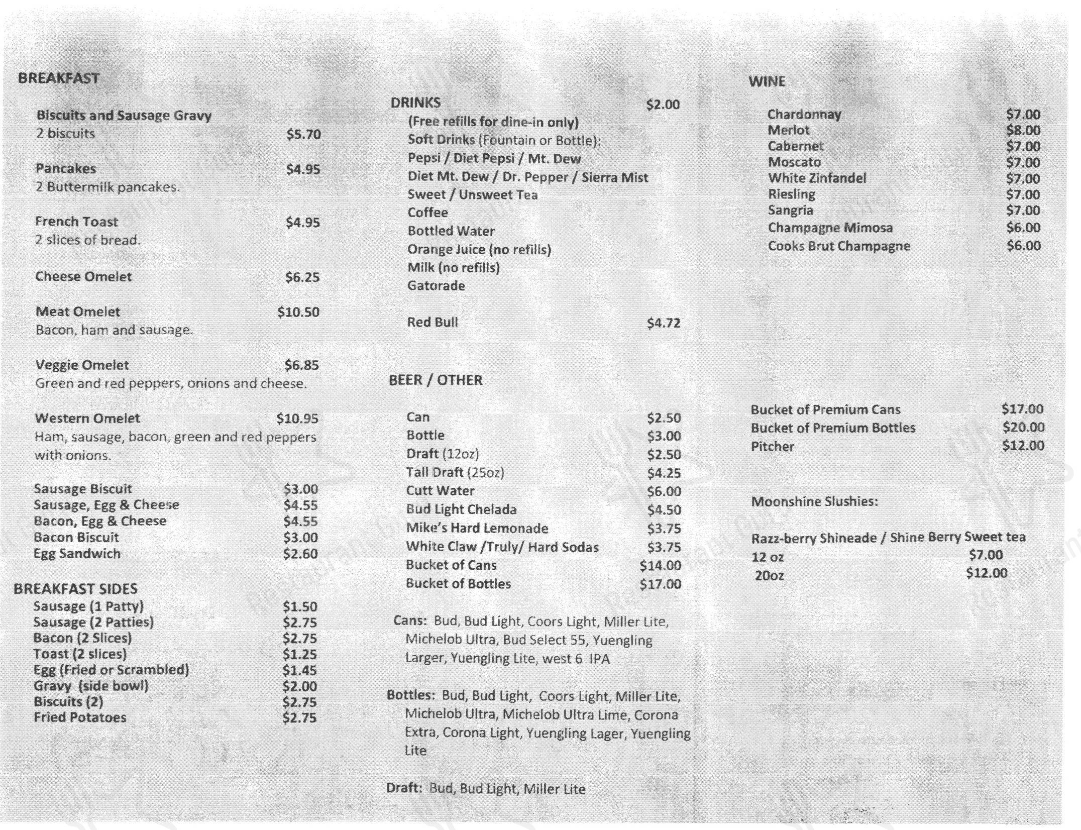 Menu at Sand Trap Bar & Restaurant, Lawrenceburg
