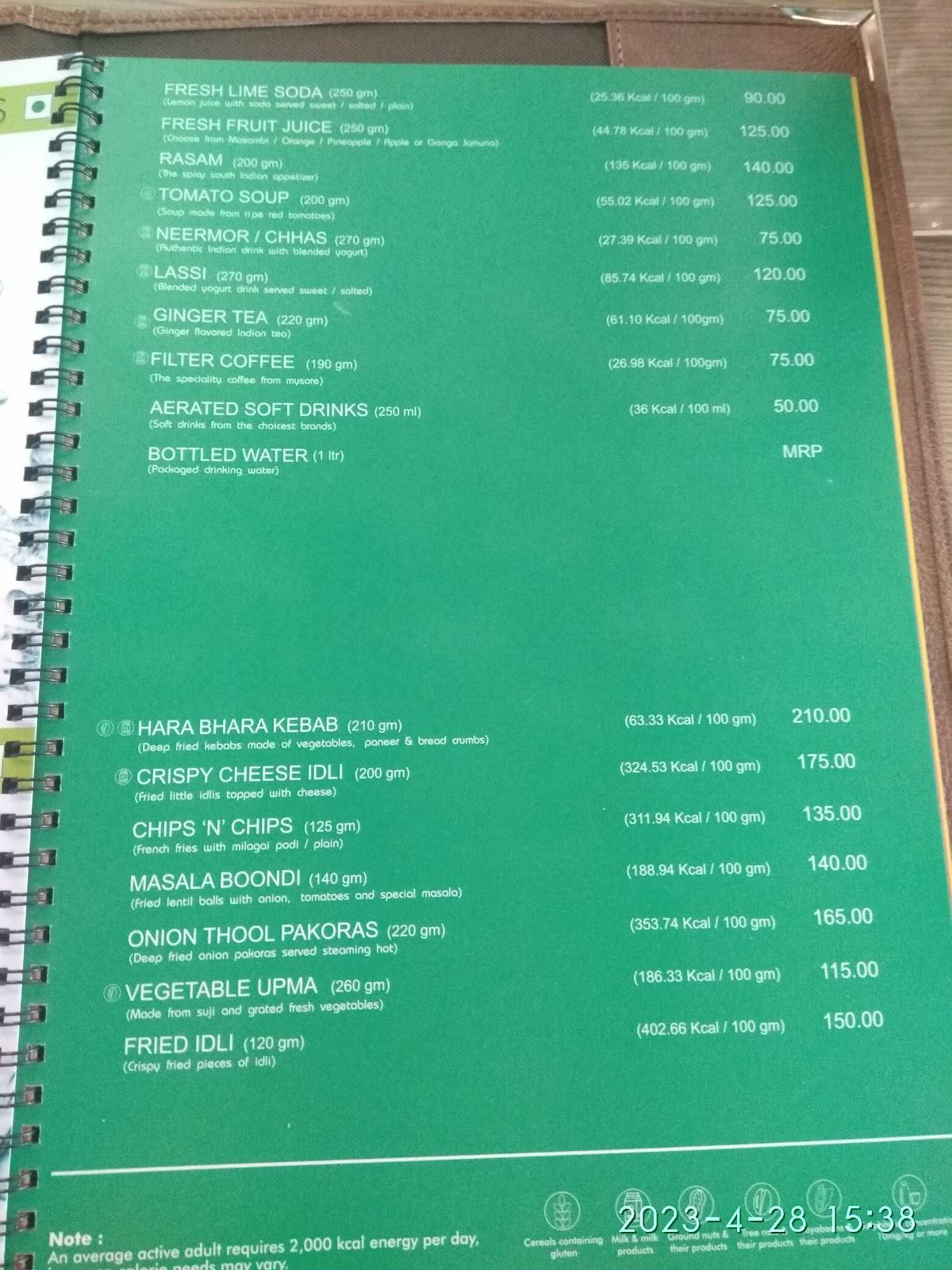 Menu at Sankalp-Taste of South, Dehradun