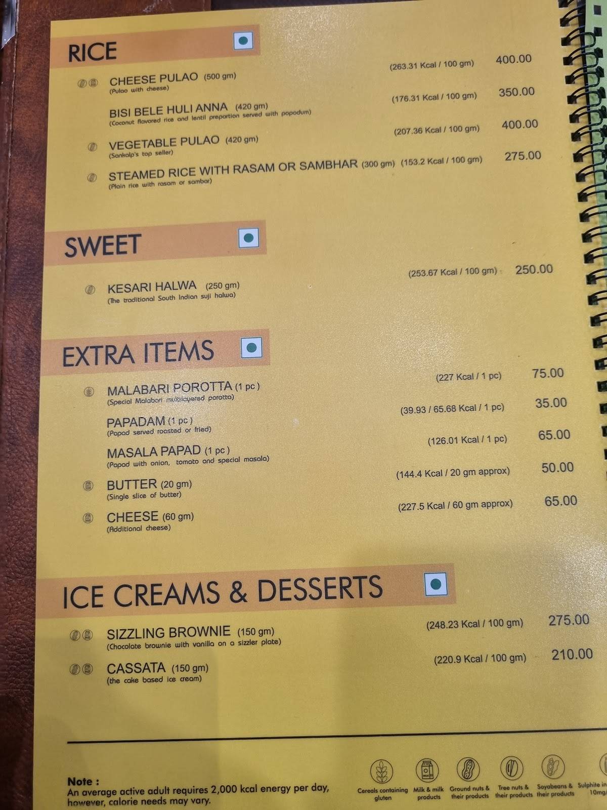 Menu at Sankalp & Saffron Restaurant, Udaipur