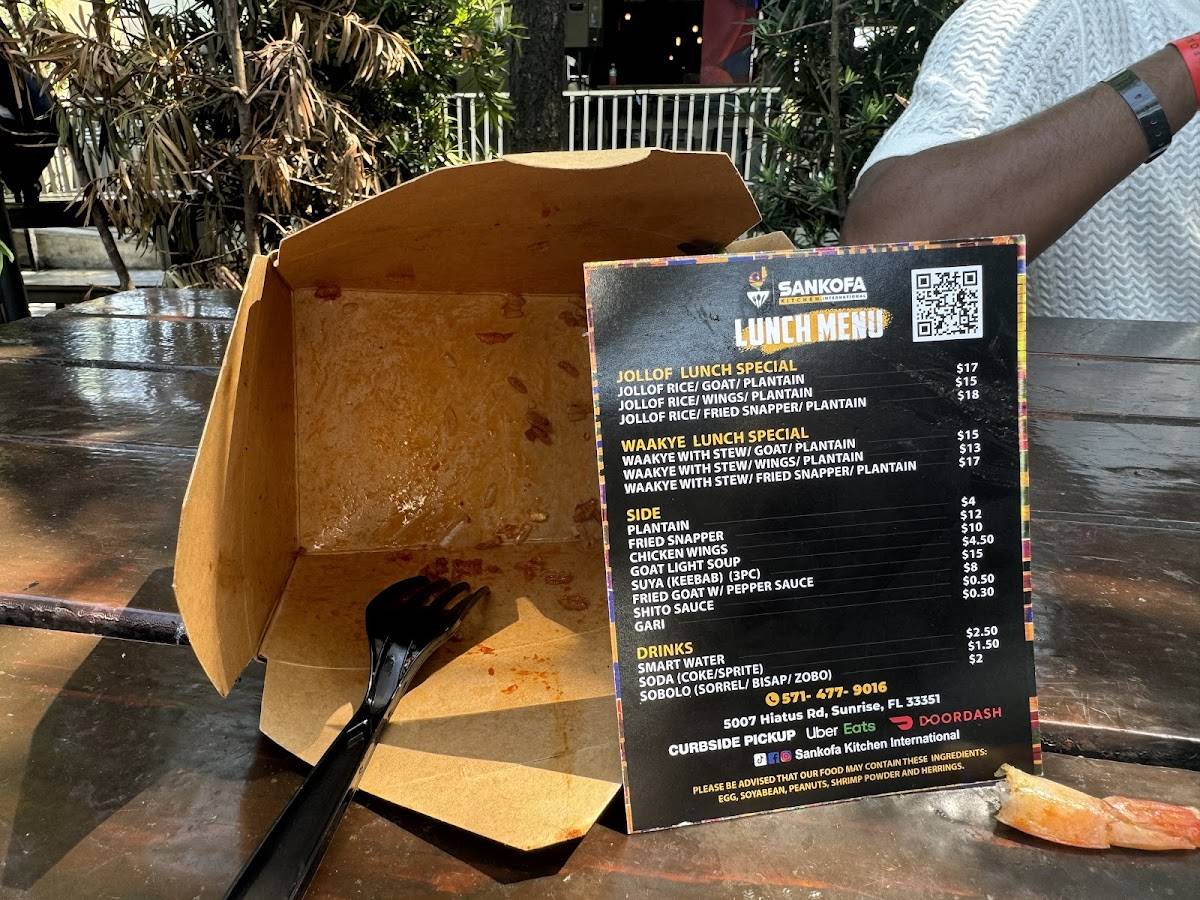 Menu at Sankofa Kitchen International restaurant, Sunrise
