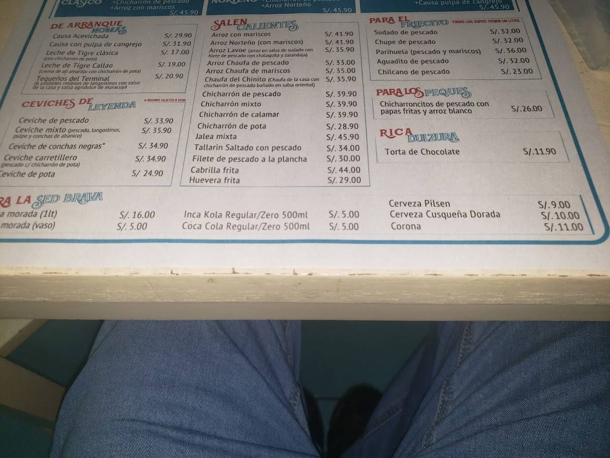 Carta del restaurante Terminal Pesquero Cevichería Chacarilla, Lima