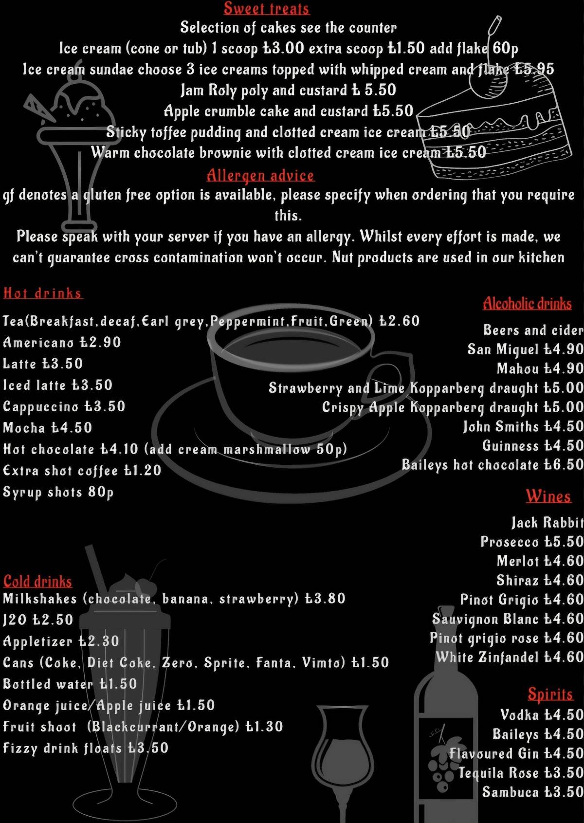 Menu at Sanwitches Cafe, Sabden