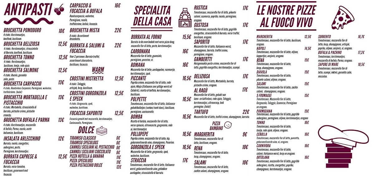 Carta de Saporito Pizzeria, Aalst