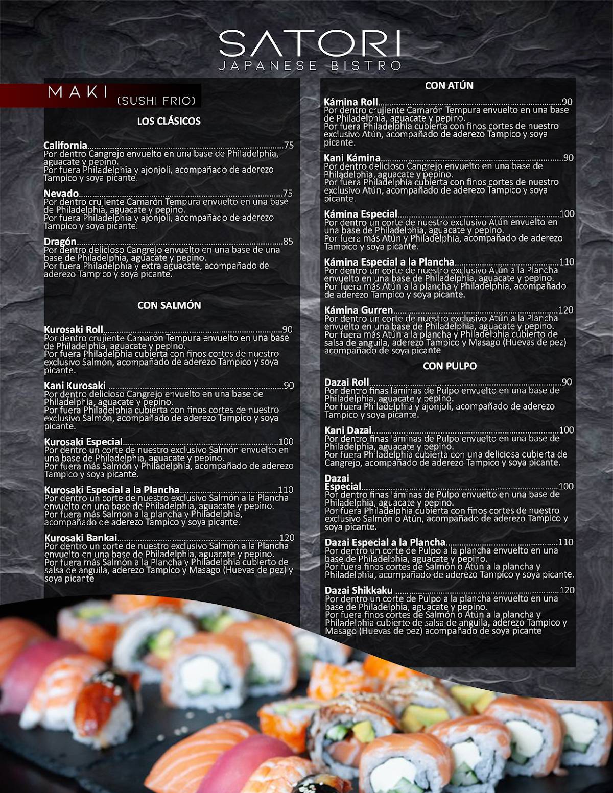 Menu at Satori Roll restaurant, Comonfort