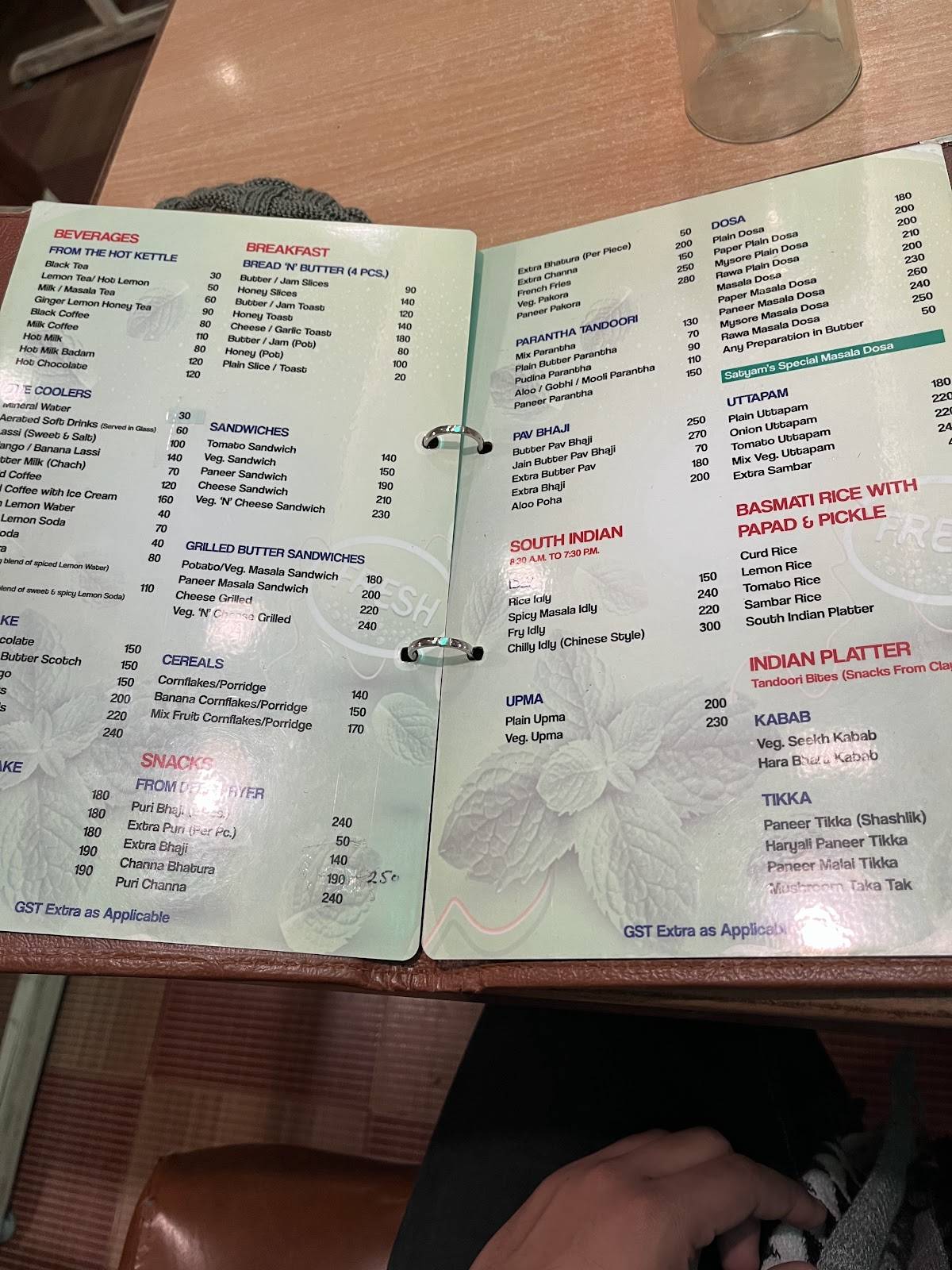Menu at Satyam Pure Veg Restaurant, Manali