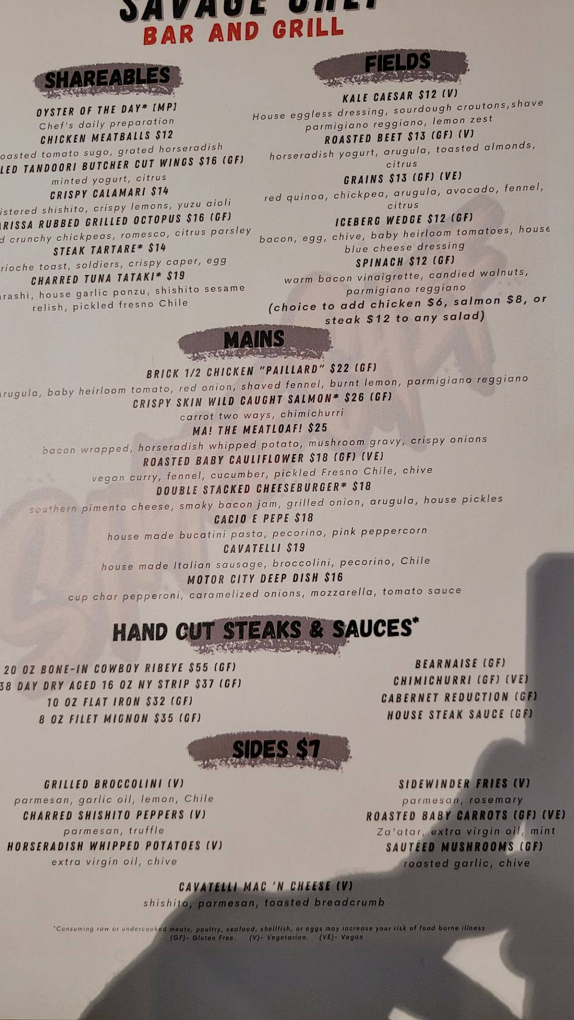 Menu at Savage Chef Bar & Grill, Menifee