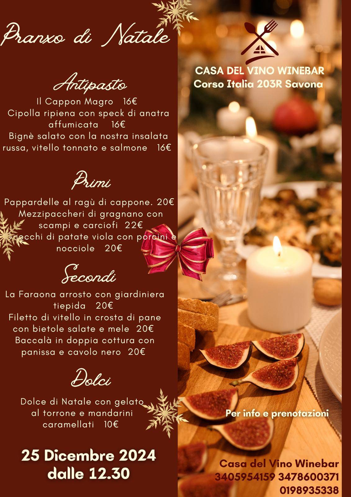 Menu da Casa del Vino WineBar, Savona