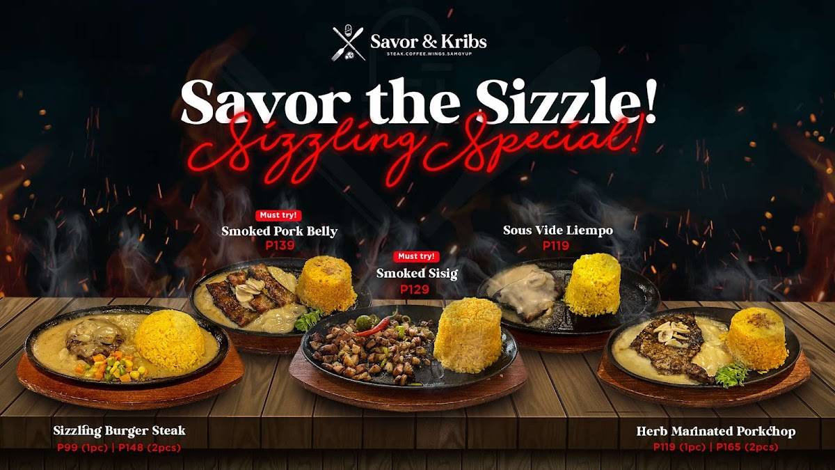 Menu at Savor and Kribs Cafe, Manila