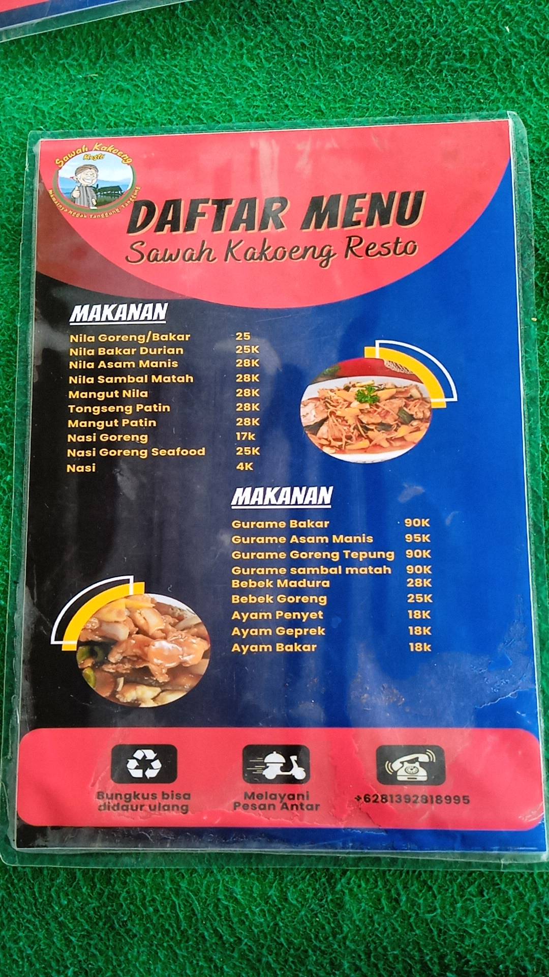 Menu at Sawah Kakoeng Resto restaurant, Muntilan